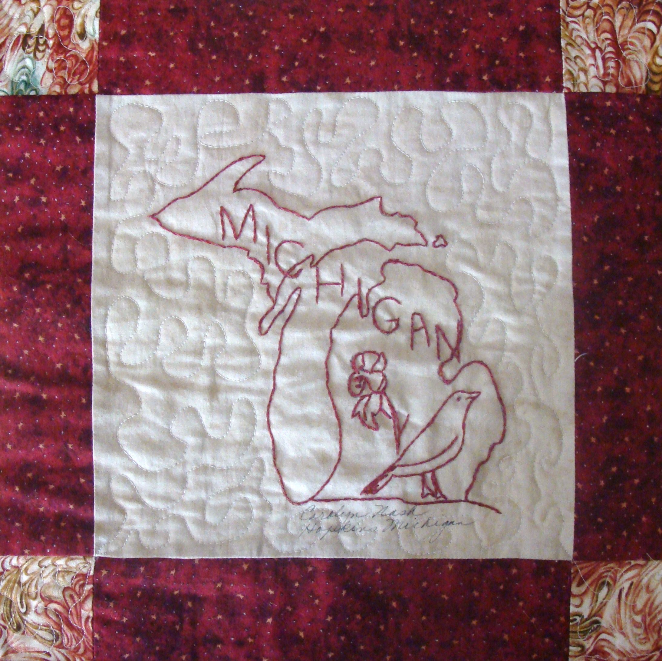 Nifty Fifty Quilters of America Redwork Swap